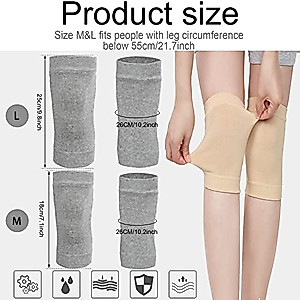 Geyoga 4 Pairs Knee Warmers for Women Men Knee Braces Liner Sleeve Supports Knee Compression Sleeve Winter Cycling Ski Running (White, Black, Nude Color, Gray, Medium)