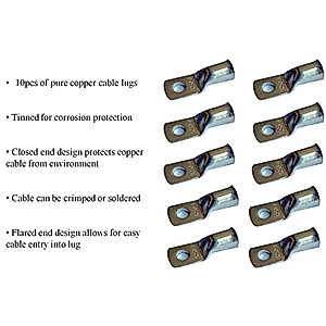 WindyNation WNI 4 AWG 4 Gauge 5 Feet Black + 5 Feet Red Battery Welding Pure Copper Ultra Flexible Cable + 5pcs of 5/16" & 5pcs 3/8" Copper Cable Lug Terminal Connectors + 3 Feet Heat Shrink Tubing