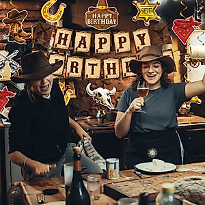 Cowboy Party Decorations, Cowboy Theme Party Decorations Include Western Cowboy Happy Birthday Banners and Hanging Swirls, Cowboy Birthday Decorations Supplies for Boys