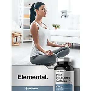 Horbäach Triple Magnesium Complex | 420 mg | 250 Capsules | Non-GMO and Gluten Free Formula | Magnesium Oxide, Citrate, and Aspartate Dietary Supplement