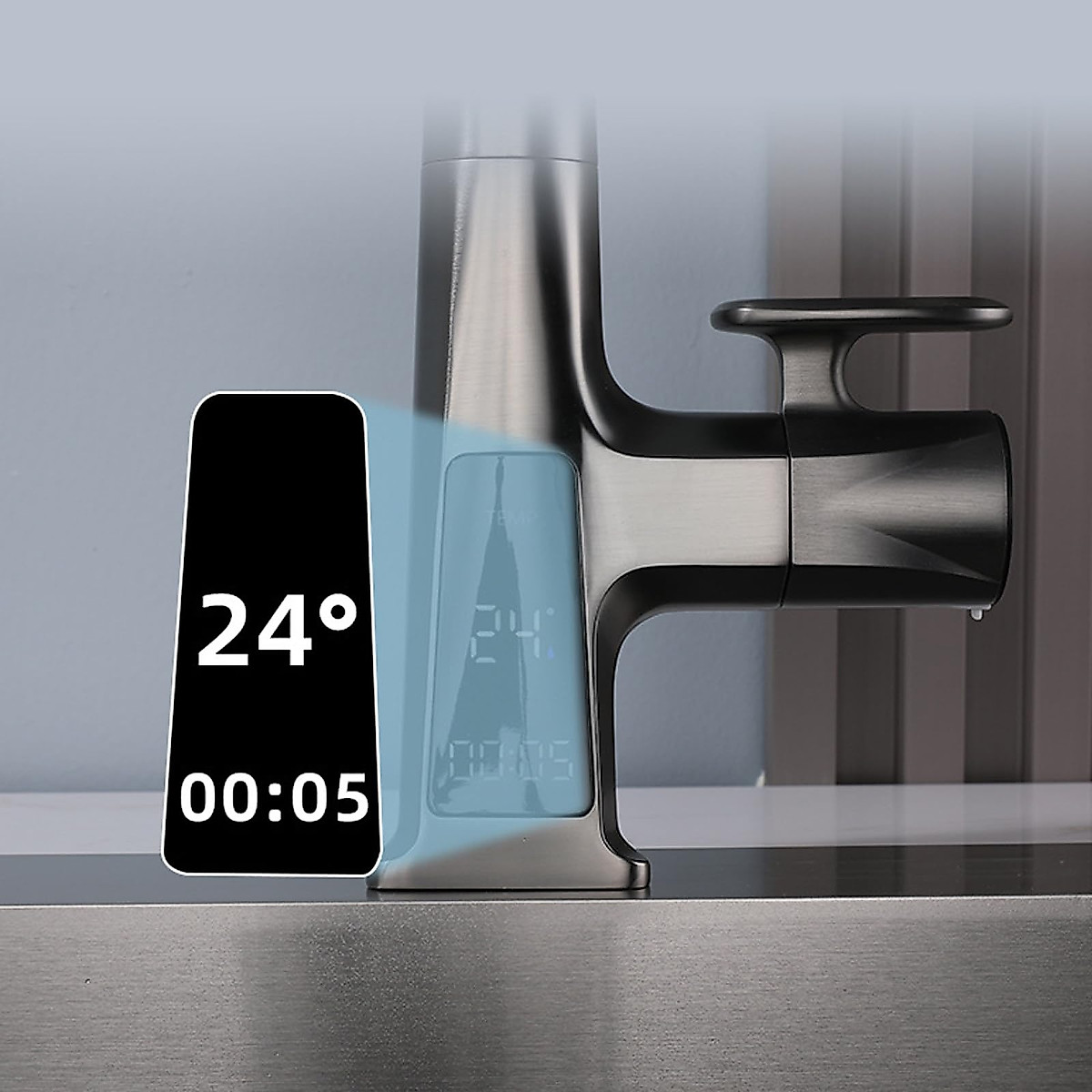 Ksunun Touchless Kitchen Faucet with Pull Down Sprayer, Kitchen Sink Faucet, Pull-Down Sprayer Kitchen Faucets with Temperature Display, Kitchen Sink Faucets, Pull Down Faucet for Kitchen Sink