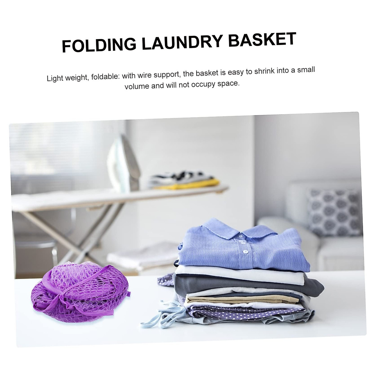 VILLFUL Foldable Mesh Laundry Basket Hamper with Easy Open Design for College Dorms Portable Clothes Storage with Carry Handles and Side Pocket for Convenience