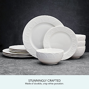 Pfaltzgraff Jules 12 Piece Dinnerware Set, Service for 4 White
