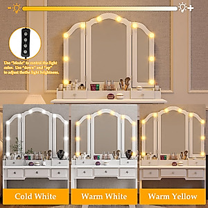 YIXHQ Makeup Vanity with Lights Vanity Desk with Mirror and Lights Makeup Vanity with Drawers Vanity Table with Lights Vanity with Lighted Mirror and Chair