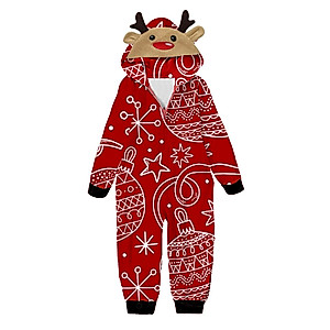 Matching Family Christmas Pajamas Onesie 2023 Funny Printed Hooded Pjs Holiday Xmas Sleepwear Matching Sets Reindeer Sleepwear Dinosaur Pajamas for Women Matching Pj Set