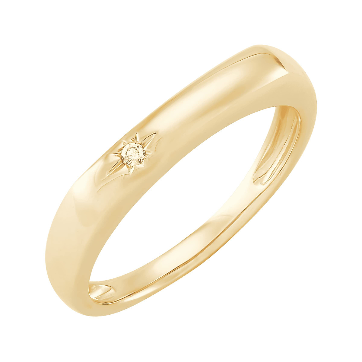 Welry Star Band Ring with Diamond in 10K Yellow Gold, Size 8, Size 8