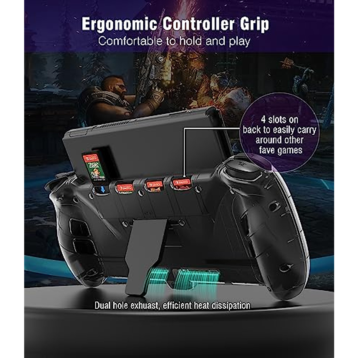 Dobe 𝙎𝙬𝙞𝙩𝙘𝙝 𝘾𝙤𝙣𝙩𝙧𝙤𝙡𝙡𝙚𝙧 𝙛𝙤𝙧 𝙉𝙞𝙣𝙩𝙚𝙣𝙙𝙤 𝙎𝙬𝙞𝙩𝙘𝙝/𝙊𝙇𝙀𝘿, One-Piece Joypad Switch Pro Controller for Handheld Mode, Ergonomic Handheld Switch Grip Controller with 6-Axis Motion Control, Turbo & Mapping