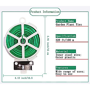 Twist Tie, 328 Feet (100m), green cable ties with Cutter, Garden Plant Ties Reusable, Green Twist Ties for plants Gardening Tomatoes Tie garden ties for plants,garden twist ties flowers Climbing