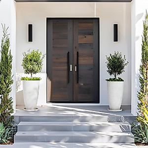 LA Jolie Muse 20 Inch Tall White Planters,Set of 2 Indoor/Outdoor Tall Planters with Shelf Insert and Trays,Modern Large Flower Pot for Front Front Door, Patio and Deck