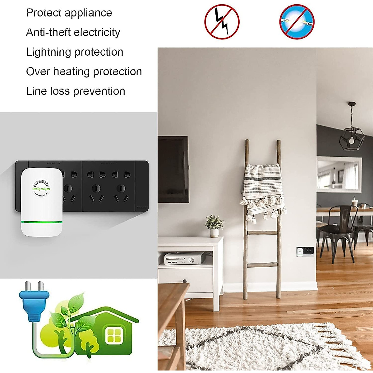 Pro Power Saver, Electricity Saving Box, Smart Watt Energy Saving Device with LED Indicator for Household Office Market (2Pcs White)