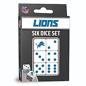 MasterPieces Game Day - NFL Detroit Lions - 6 Piece Team Logo Dice Set - D6 Standard Size