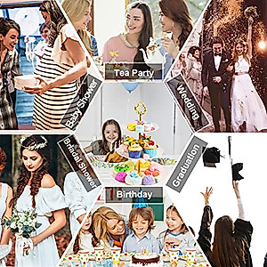 Supernal 3 Tier Cupcake Stands, 6pcs Plastic Trays, 4Pack Cupcake Dessert Stand, Party Trays Set, Cake Platters Includes 6 pcs Pastry Trays, 2 pcs Square Cake Trays, 2 pcs Round Cake Trays