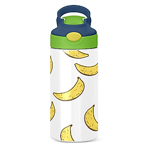 xigua Banana Pattern Kids Water Bottle,Vacuum Insulated Bottles with Straw Lid,Leakproof Stainless Steel Thermos Bottles for Girls and Boys