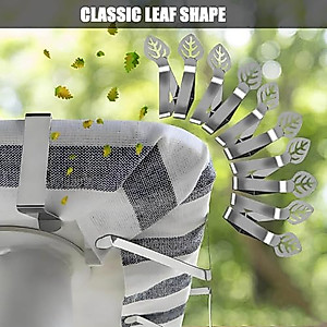 CUNGLIN Table Cloth Holder Clips 10 Pack, Leaf Shape Picnic Tablecloth Clip Outdoor Large Heavy Duty Stainless Steel Decorative Cover Clamp Pin for Party Wedding Restaurant Camping RV Accessories