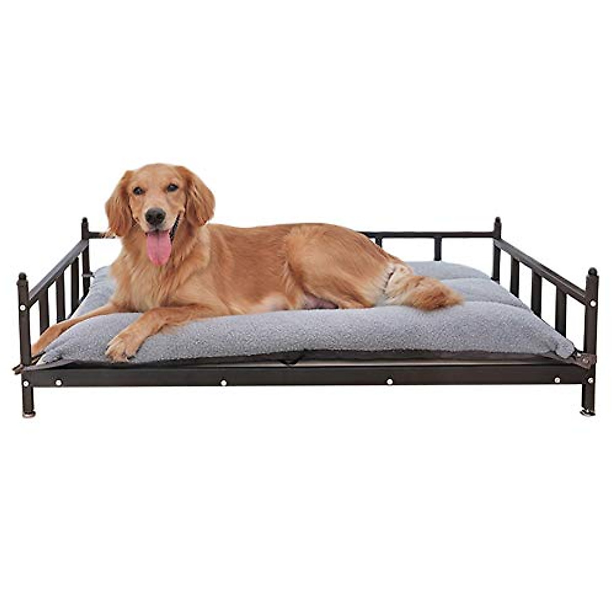 LXLA Deluxe Large Dogs Bed, Metal Elevated Pet Cot with Soft Mat, Adjustable Height Non Slip Foot, for Medium & Large Dogs, Easy Install (Size : L 101×68×30cm)