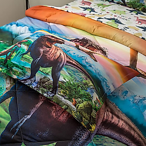 ADASMILE A & S Dinosaur Comforter Set Twin for Boys Dinosaur Twin Bedding Set for Kids 6 Pieces Dinosaur Comforter Set with Sheets Bed in A Bag T-Rex Dinosaur Comforter and Sheets Set for Home Decor