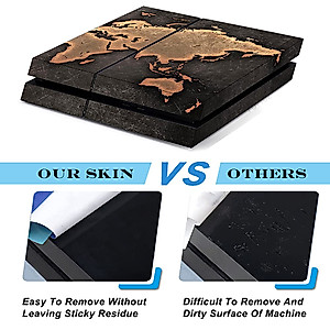 FOTTCZ Whole Body Vinyl Skin Sticker Decal Cover for PS4 Console and 2PCS Controllers Skins Vintage World Map