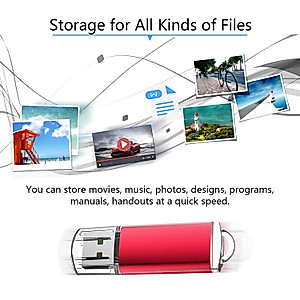 Flash drive, wellsenn USB Flash Drive 32 GB X 5 Bulk Memory Stick Jump Drive External Drives USB Stick USB Storage Portable Thumb Drive Pen Drive Pack 5 Mixed Coler (Red, Blue, Green, Purple and Orang