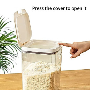 Qiveno Airtight Rice Storage Bin Flour Storage Container 10 Lbs/5.81Qt, Clear Food Container with Measuring Cup Airtight Lid for Kitchen Pantry Organization and Storage