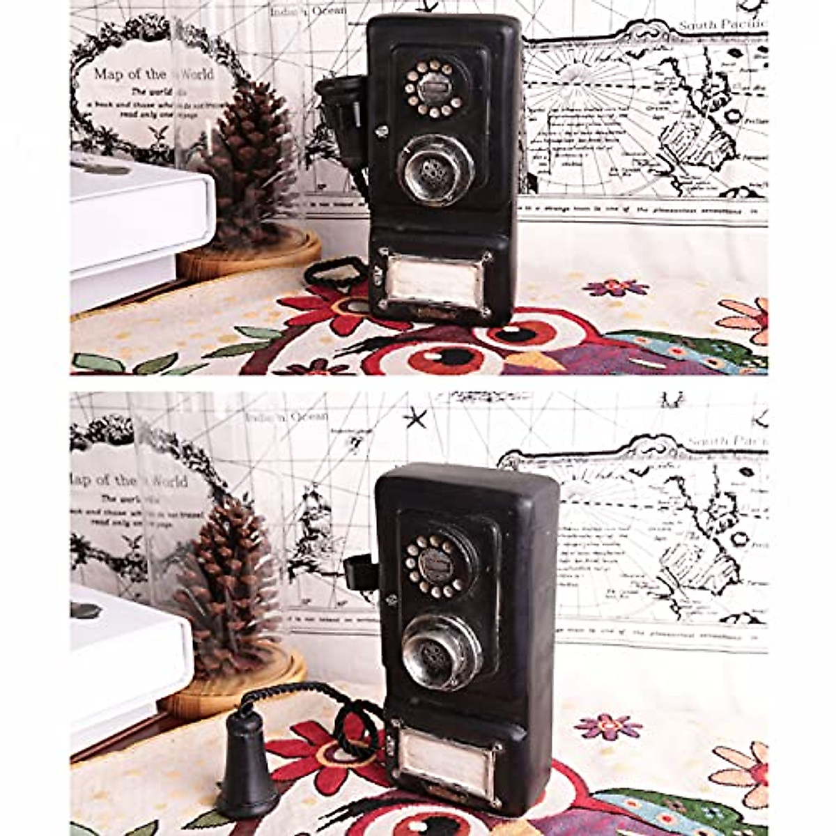 CGF- Decorative Telephones Wall Hanging Phone Model Decorate, Old Fashioned Corded Telephone Landline Phone Wired Telephone for Home Office Hotel, Black