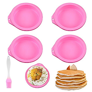 4 Pcs Air Fryer Egg Molds, Round Air Fryer Egg Bites Silicone Mold 4 Inch Silicone Egg Molds Non-Stick Silicone Egg Pan Mini Pancake Mold for Cake Muffin Top, Air Fryer Accessories