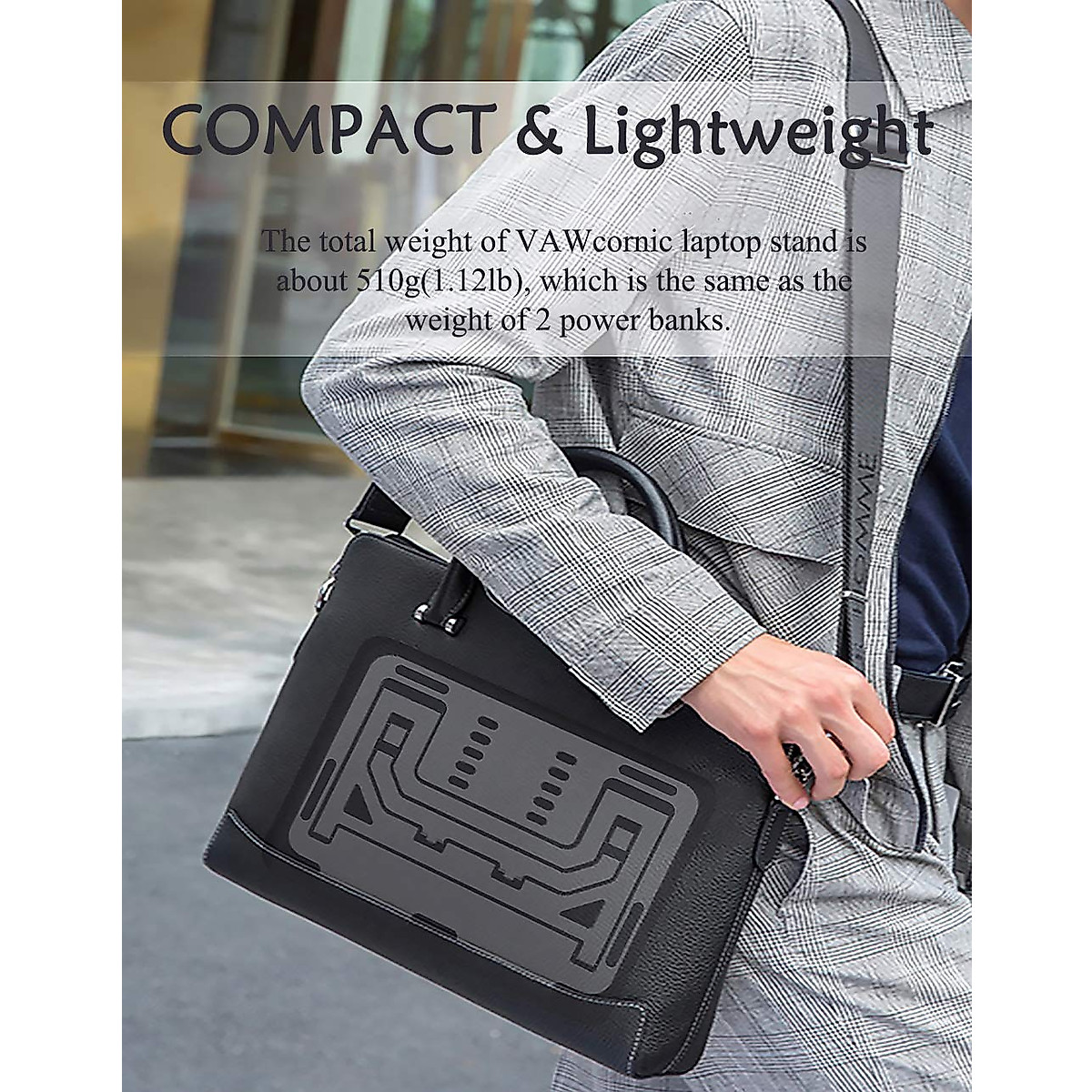 VAWcornic Adjustable Aluminum Laptop Stand, Foldable, Portable, 5 Angles Available, 88lb Weight Capacity, for Desktop and Laptops