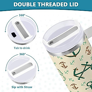 RPLIFE Anchors Beige Tumbler, Stainless Steel Mug, Insulated Water Bottle with Straw, Tumbler for Men