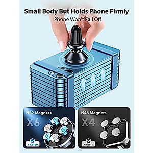 VICSEED Dainty Magnetic Phone Holder for Car Strong Power Magnetic Phone Car Mount Cast-Iron Phone Magnet for Car Air Vent Phone Mount 360° Rotation Fit for All Cell Phones, Cases