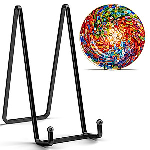 IPAME 4 Pack 8 Inch Large Plate Stands for Display - Metal Square Wire Plate Holder Display Stand + Picture Stand for Book, Platter, Plaque, Photo Easel