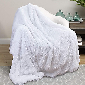 HOMORE Soft Fluffy Blanket Fuzzy Sherpa Plush Cozy Faux Fur Throw Blankets for Bed Couch Sofa Chair Decorative, 50''x60'' White