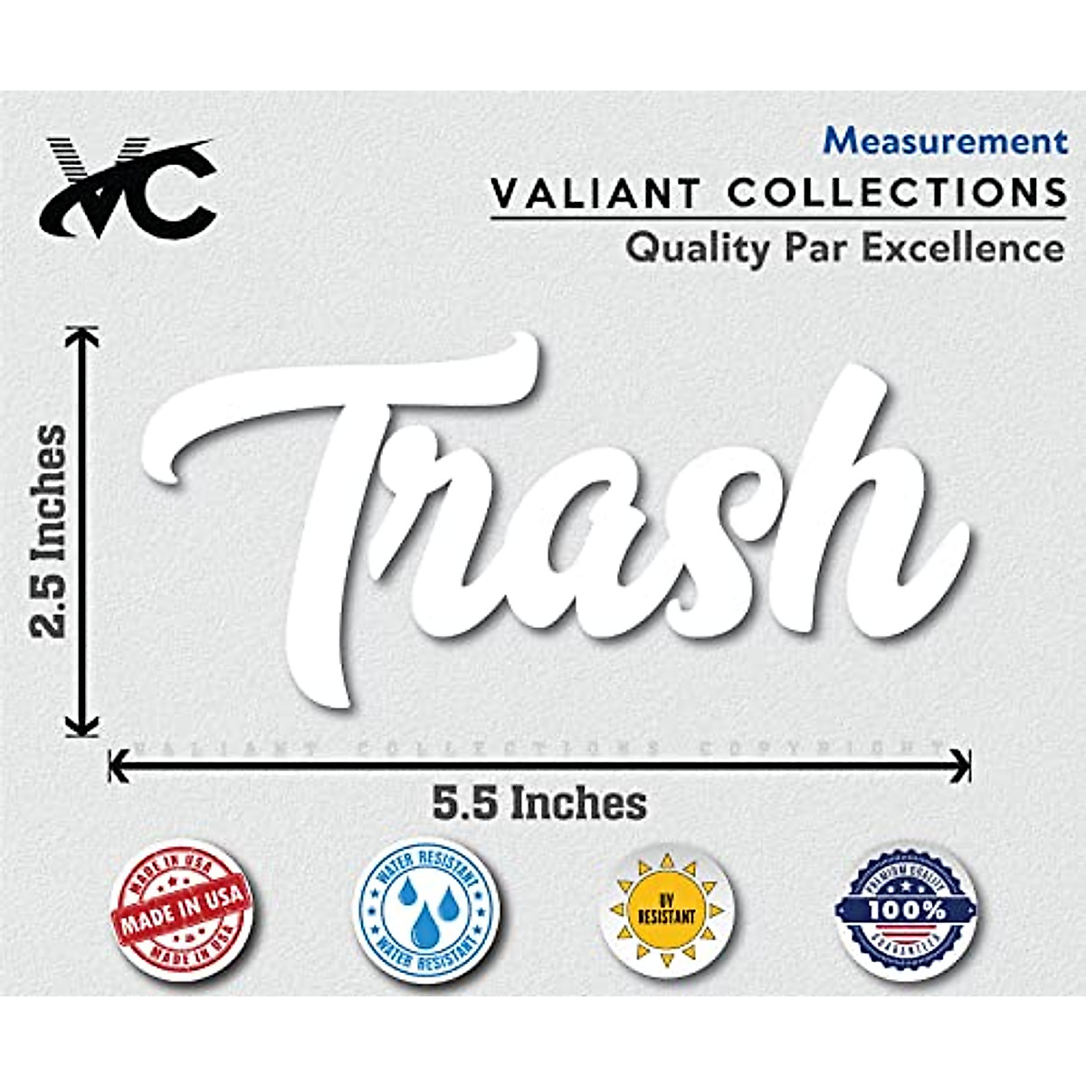 Trash Designs Door Vinyl Decal Pantry, Restroom, Closet, Laundry, Office, Toilettes, Bathroom,Trash, Black | 5.5 x 2.5 inch appx | VC-380