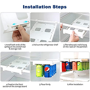 Hanging Soda Can Organizer for Refrigerator, Adjustable Suspended Cans Storage Rack, Stacking Pop Can Dispenser for Fridge, Beer Drink Holder for Fridge Freezer, Beverage & Canned Food Organizers