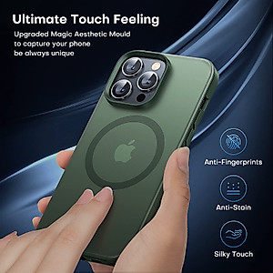 TAURI [5 in 1 Magnetic Case for iPhone 14 Pro Max [Military Grade Drop Protection] with 2X Screen Protector +2X Camera Lens Protector, Translucent Slim Fit Designed for Magsafe Case-Green