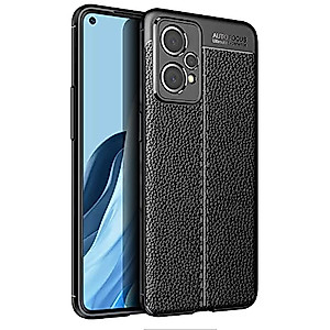 Phone Case Cover Compatible with Realme 9 Pro+/Realme 9 Pro Plus Case,Shockproof High Impact Tough Rubber Rugged Hybrid Case Protective Anti-Shock Shatter-Resistant Mobile Phone CaseLeather texture Ba