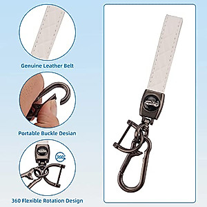 Jimtyee for GMC Key Fob Cover with Leather Lanyard Keychain Key Fob Case Shell Protection for Chevy Silverado Tahoe Suburban GMC Sierra Yukon Smart Remote Key Protector(White)