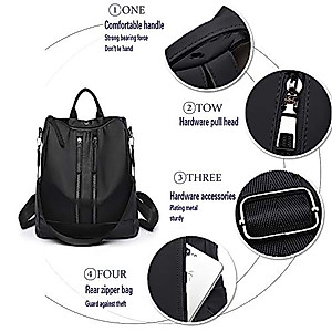 fun young Backpack Purse for Women,Casual Fashion Oxford Cloth Waterproof Shoulder Bags with Earphone Hole(BLACK)