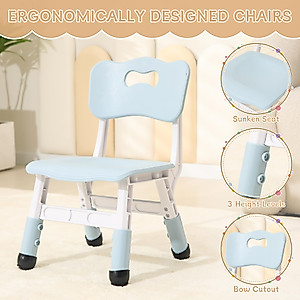 SINKIPA Height-Adjustable Kids Table and Chairs, 31.5''L x 23.6''W Toddler Table and 4 Chairs set with Anti-Slip Foot Covers, Children Activity Table for Ages 2-10, Graffiti Desktop