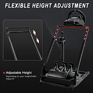 Marada Racing Wheel Stand Fit for Logitech G920 G29 G923 Thrustmaster T300,Adjustable Shifter Mount Foldable Steering Wheel Stand Gaming Simulator Mount For present, Wheel Pedal Not Include