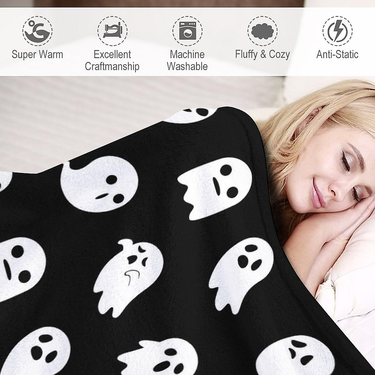 Halloween Blanket Lightweight Spooky Throw Blanket Halloween Themed 30x40 inches Soft Halloween Decors Cozy Plush Halloween Decorations Blankets Throws Gifts for Women Men Kids Baby Birthday Bed Sofa