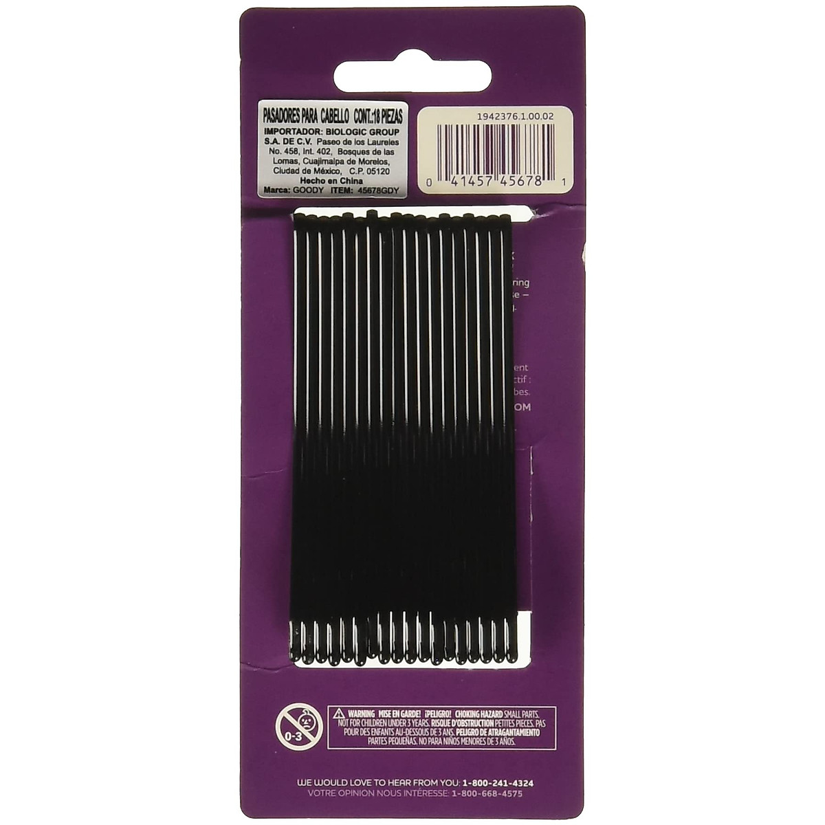 GOODY Mosaic Curved Bobby Pins, Black, X-Large, 18 Count