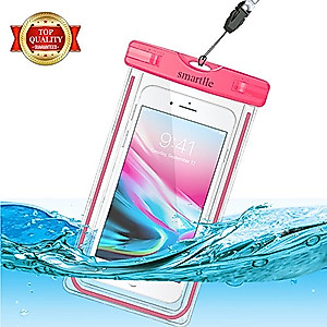 Waterproof Phone Pouch Holder, Smartlle Universal Waterproof Phone case, Dry Bag Underwater Snowproof for iPhone 13 12 11 Pro Max XR,XS, 8,7,6 Plus,SE, Galaxy S22/A/Note, LG,7”, Beach Water Pool Black