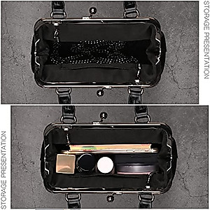 GM LIKKIE Kiss Lock Purses and Handbags, Vintage PU Leather Clutch Purses for Women, Top Handle Evening Handbag (Black)