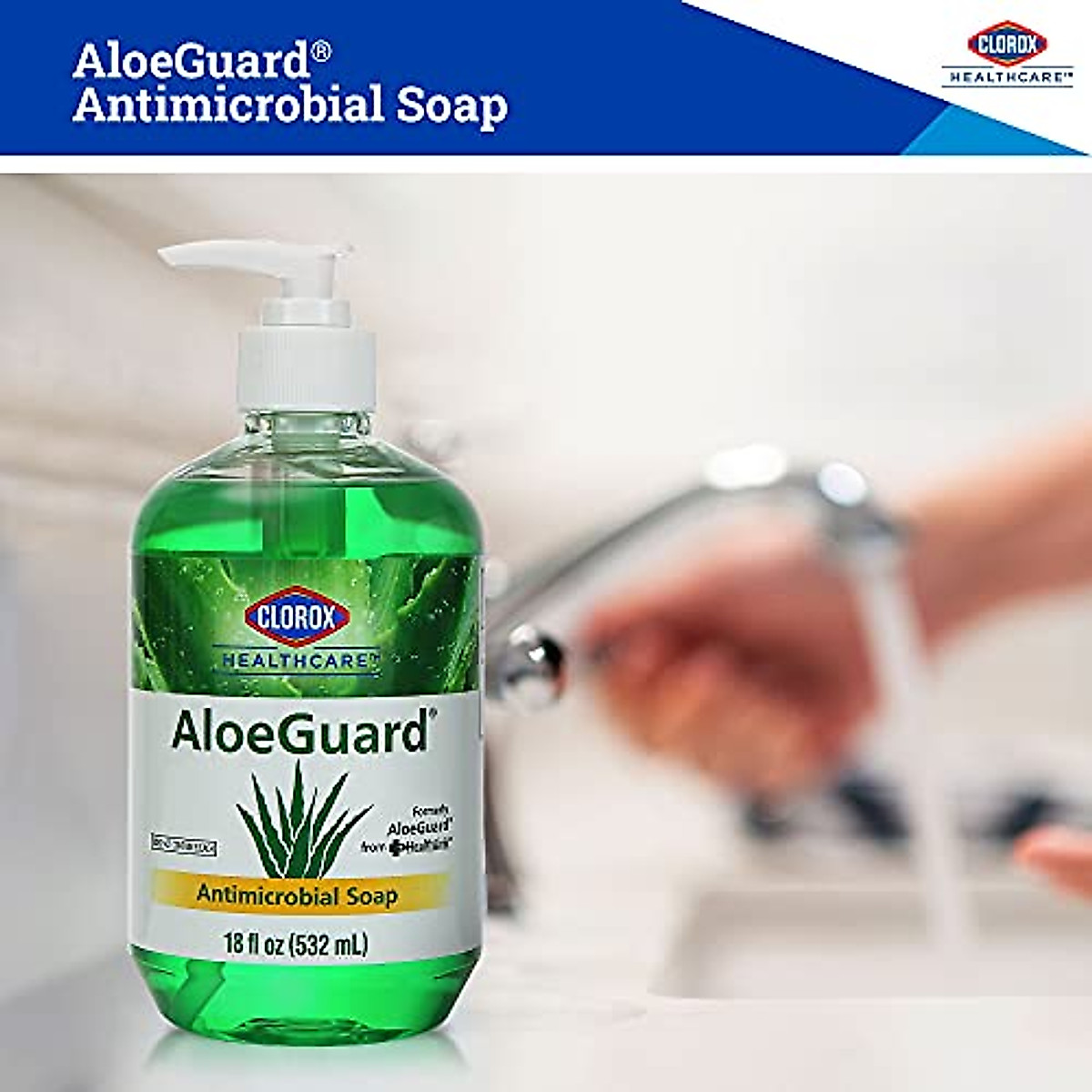 Clorox Healthcare AloeGuard Antimicrobial Soap 18 Ounce Antimicrobial Hand Soap from for Healthcare Professionals | Hand Soap for Everyday Use with Aloe Vera to Soothe & Moisturize Hands