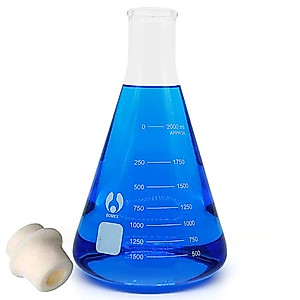 Glass Flask Erlenmeyer Flask Set Narrow Mouth 2000ml Glass Graduated Cylinder Set Thick Measuring Cylinders 5ml 10 ml 50ml 100ml with 2 Glass Stirring Rod and 1 Brush