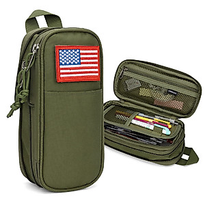 ATRIPACK Tactical Lunch Bag Medium Size (Camo-Black)& Tactical Pencil Case for Men Women Teens Boys Girls (Green)