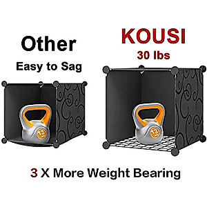 KOUSI Portable Storage Cubes-14" x14"(Load-Bearing Metal Panel) Modular Bookshelf Units,Clothes Storage Shelves,Room Organizer,Black,25 Cubes