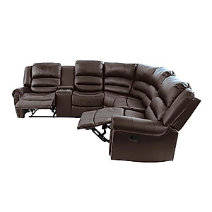 Poundex Tamanna Brown Bonded Leather Reclining Sectional Sofa