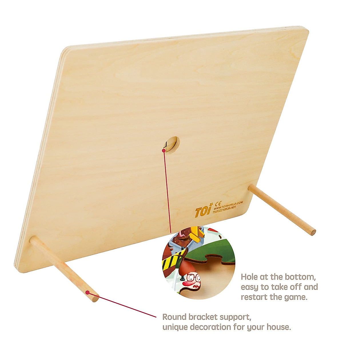 Toi 24 PCs Wooden Puzzles for Kids Toddlers Animal Jigsaw Puzzles with Wooden Bracket Age 3+ Educational Preschool Toys,Construction Car