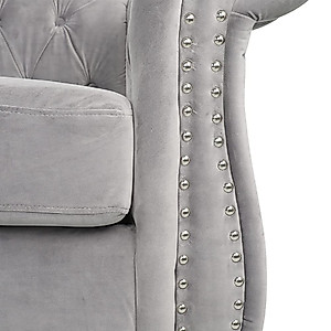 LEVNARY Three-Seat Velvet Sofa, Large Sofa Classic Tufted Chesterfield Settee Sofa Modern 3 Seater Couch Furniture with Tufted Back for Living Room, Dark Grey