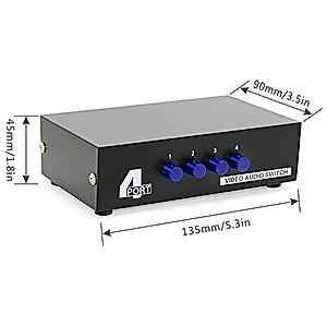 Panlong 4-Way AV Switch RCA Switcher 4 in 1 Out Composite Video L/R Stereo Audio Selector Box for DVD STB Game Consoles